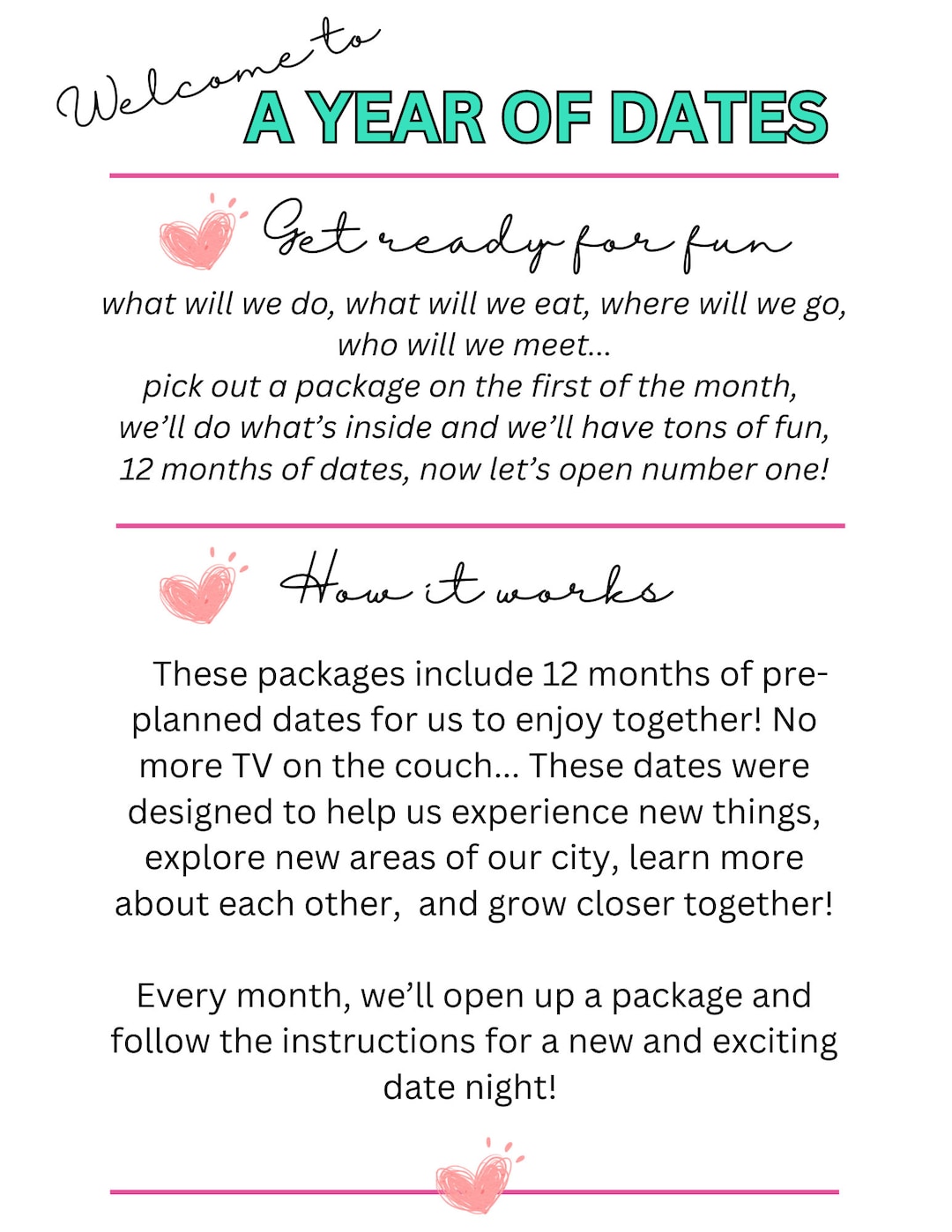 A Year of Dates - Etsy