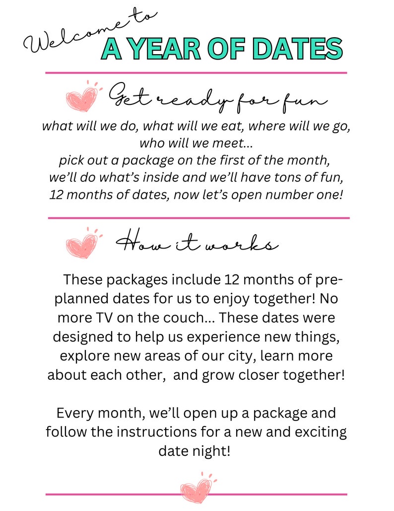 A Year of Dates - Etsy