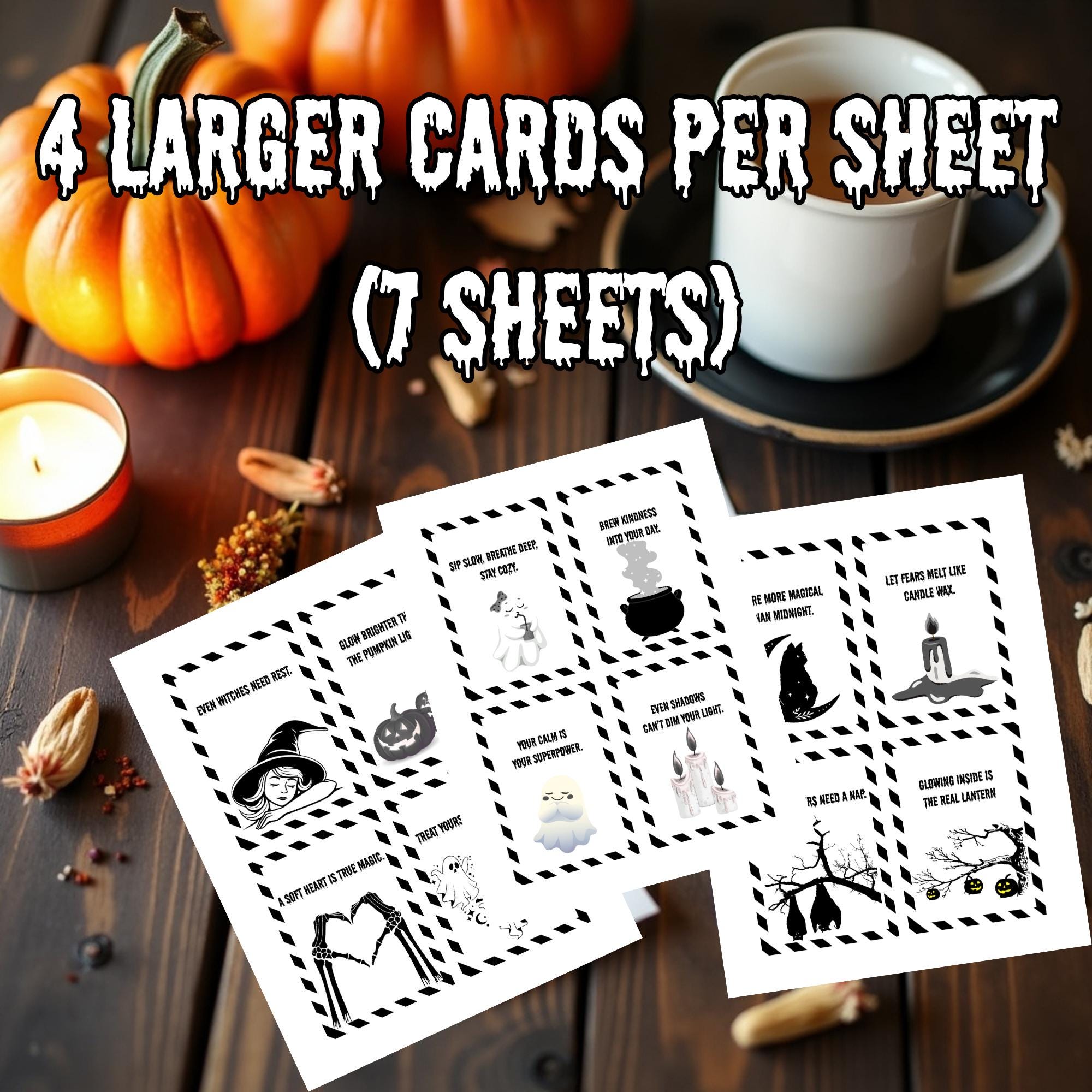Printable Halloween Affirmation Cards: Spooky Self-care Quotes (PDF ...