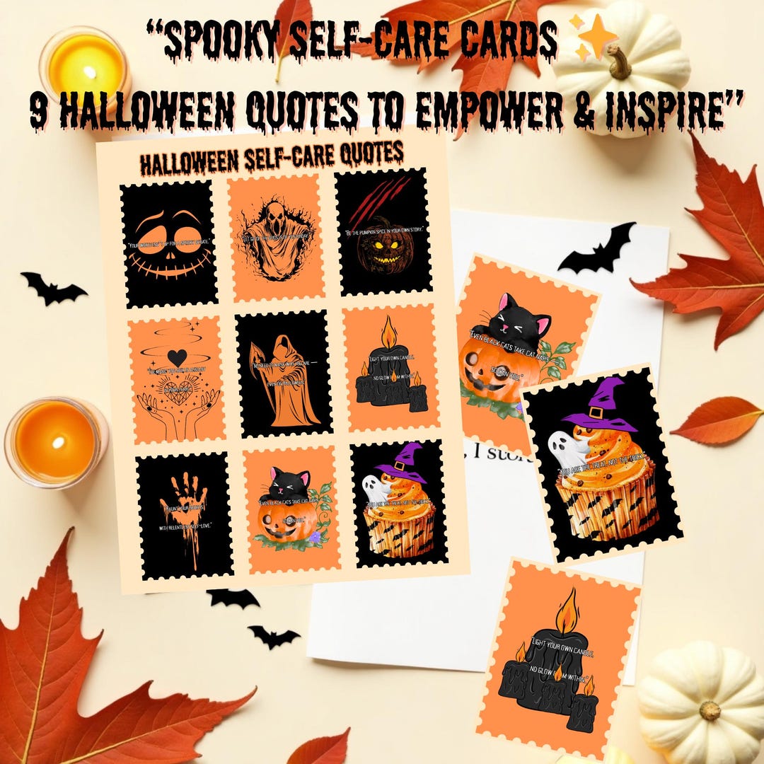 Printable Halloween Self-care Quote Cards | Spooky Affirmations PDF ...