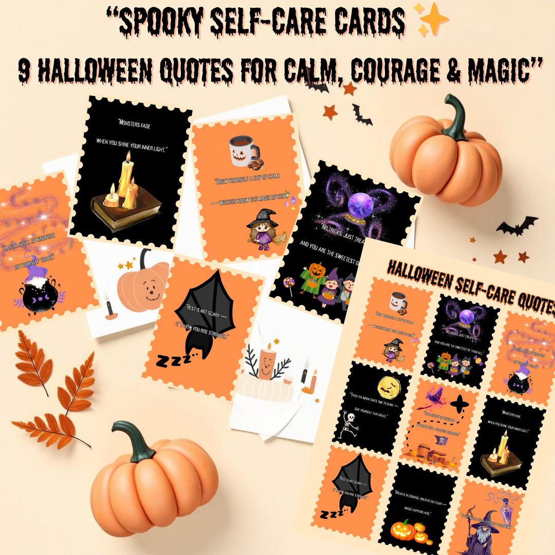 Printable Halloween Self-care Quote Cards | Spooky Positive ...