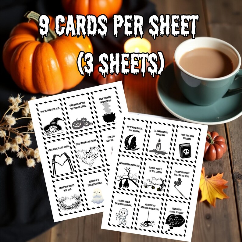 Printable Halloween Affirmation Cards: Spooky Self-care Quotes (PDF ...