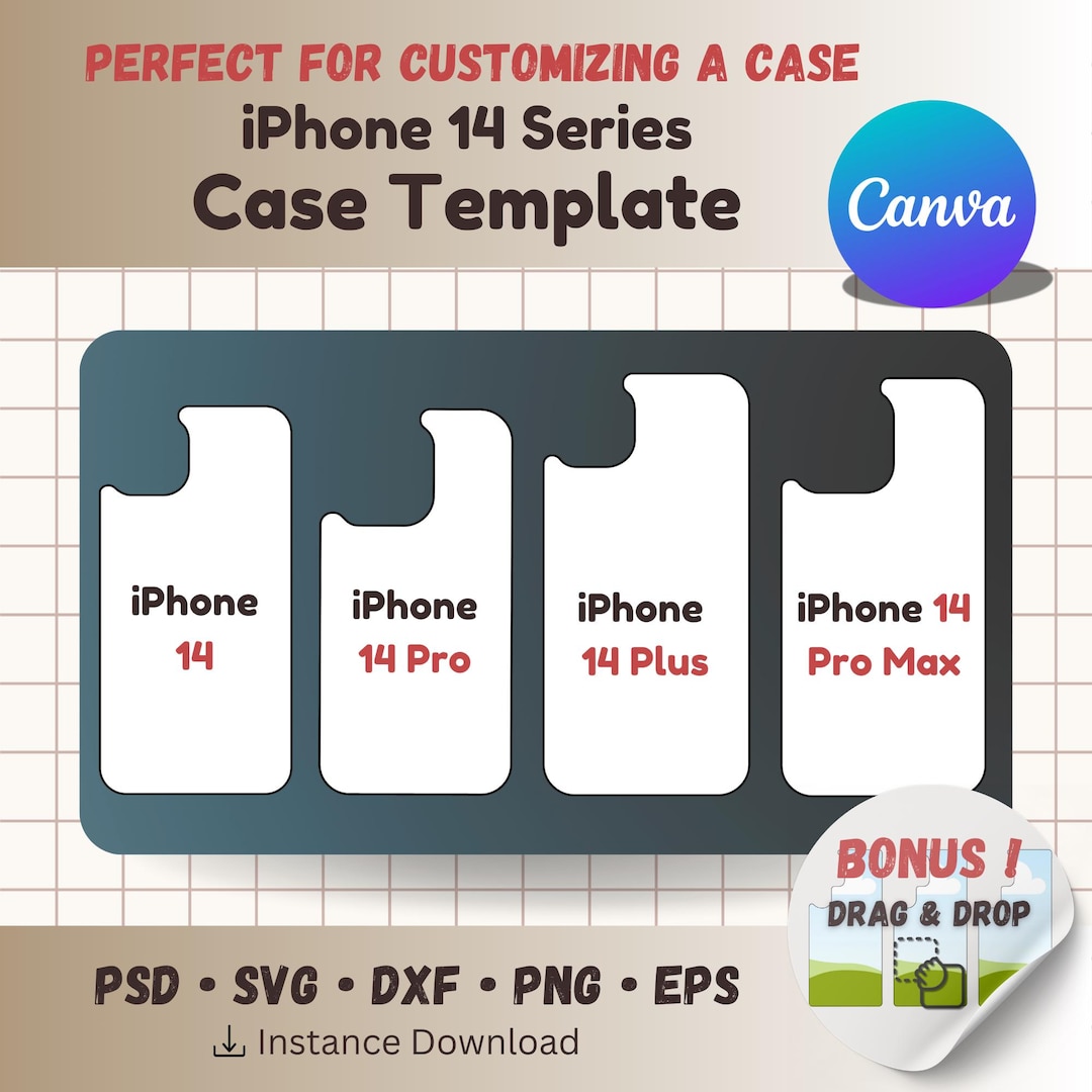 IPhone 14 Series Case Template, Phonecase, SVG, Dxf, PNG, PSD, 8.5" X 11" Sheet, Cricut, Drag ...
