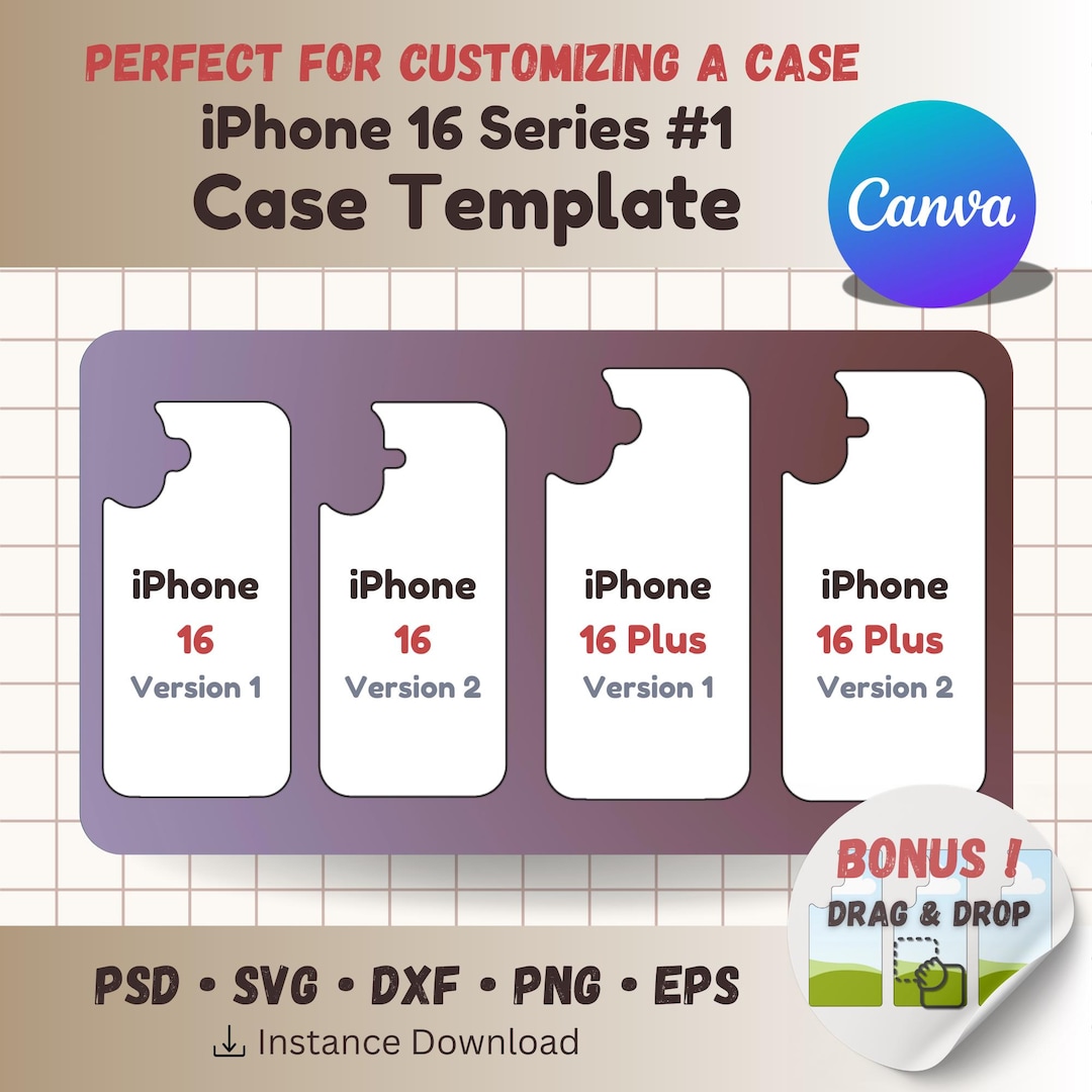 IPhone 16 Series #1 Case Template, Phonecase, SVG, Dxf, PNG, PSD, 8.5 ...
