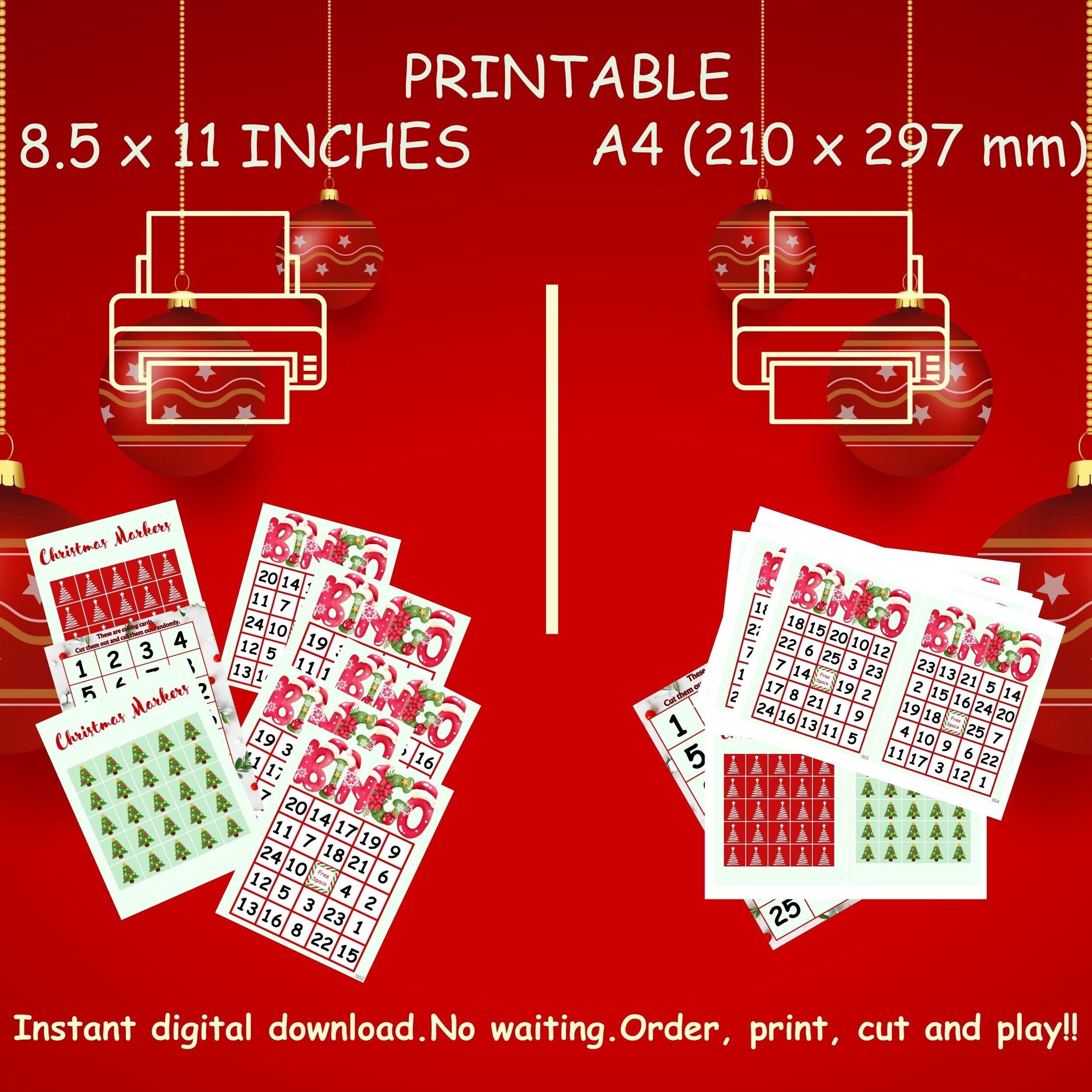 Tarjetas de bingo imprimibles / Feliz Navidad 5x5 cuadrícula 30 Tarjeta ...