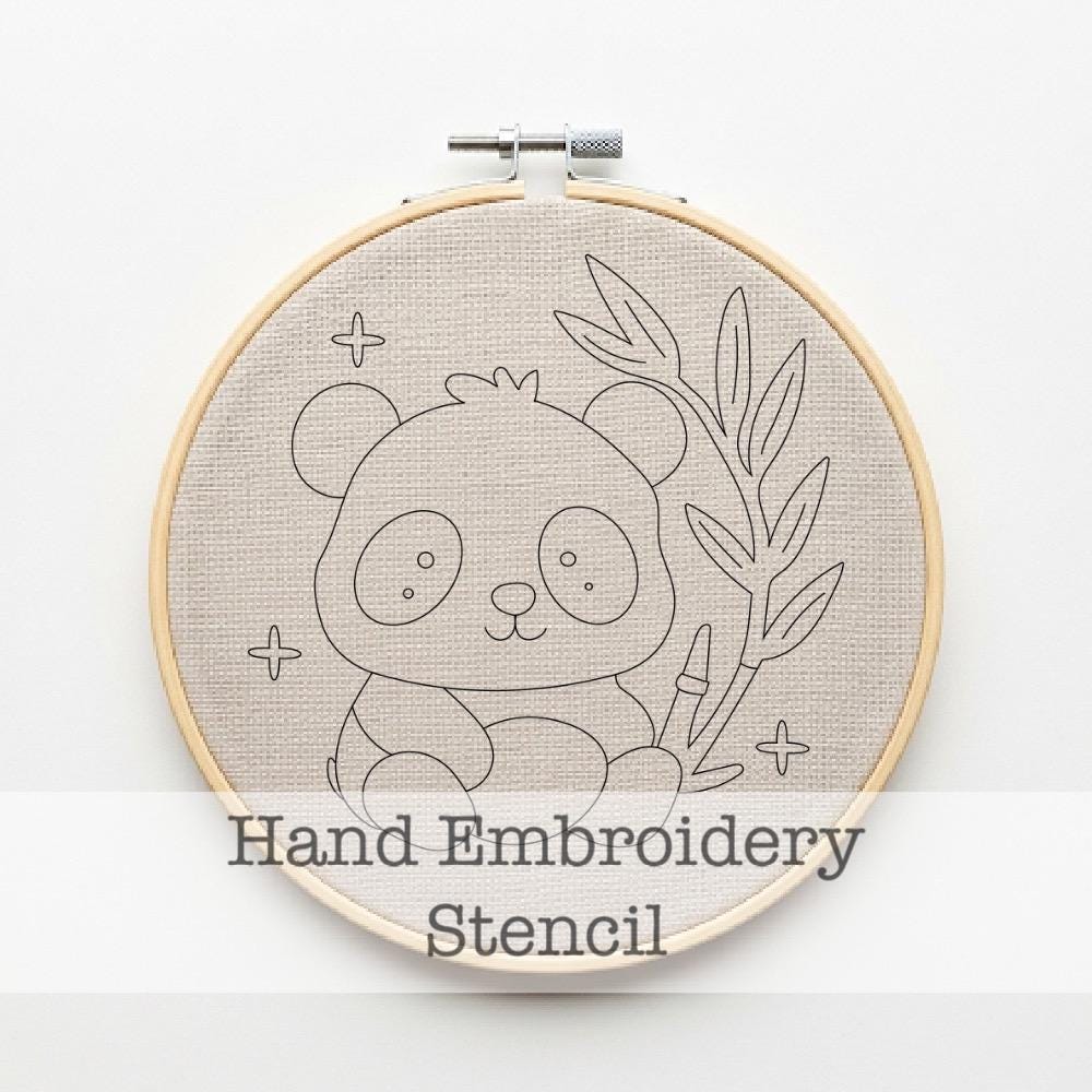 Panda Hand Embroidery Pattern | Beginner Kids Room Decor (PDF & SVG) - Etsy