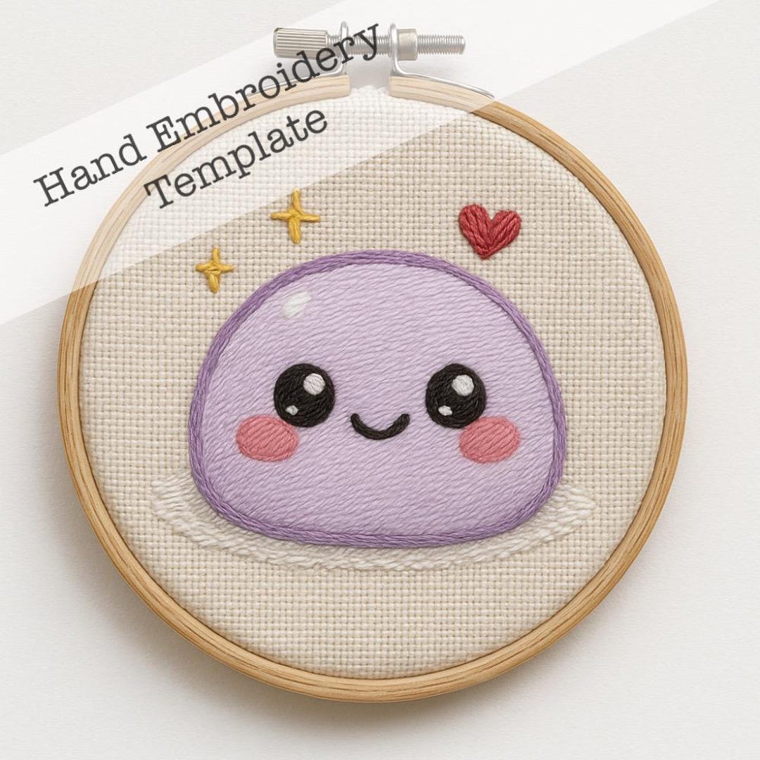 Chibi Mochi Embroidery Pattern | Cute Kawaii Food Stitch Design | PDF ...