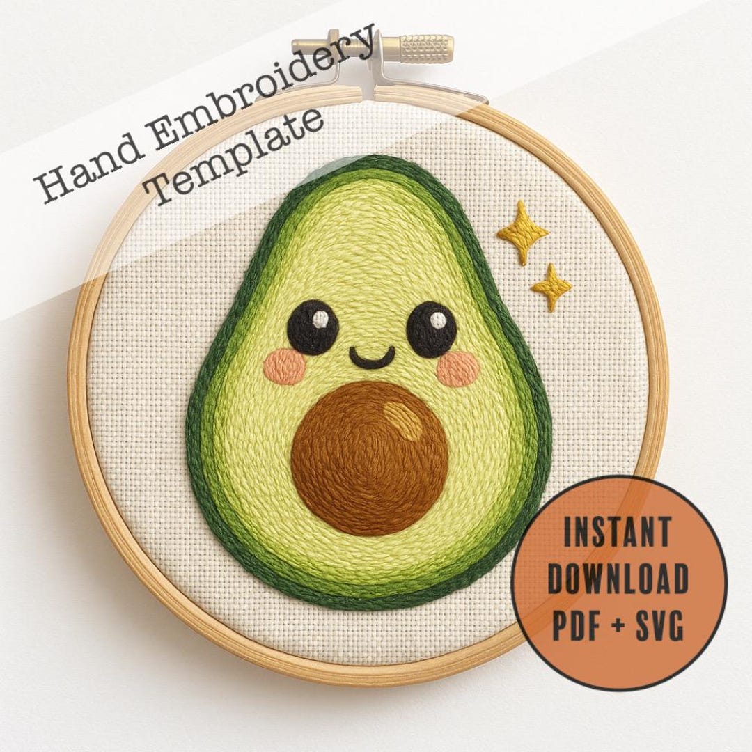 Chibi Avocado Embroidery Pattern: Kawaii Fruit Stitch (PDF + SVG) - Etsy