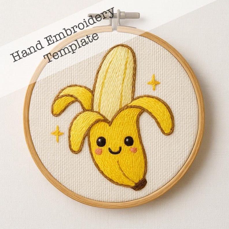 Chibi Banana Embroidery Pattern: Kawaii Fruit Stitch (PDF + SVG) - Etsy