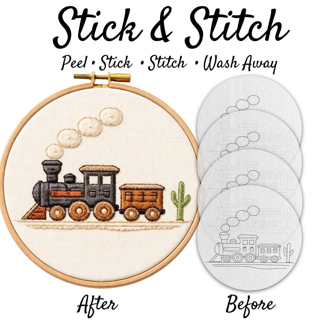 Classic Steam Locomotive Stick & Stitch Embroidery Pattern | Old ...