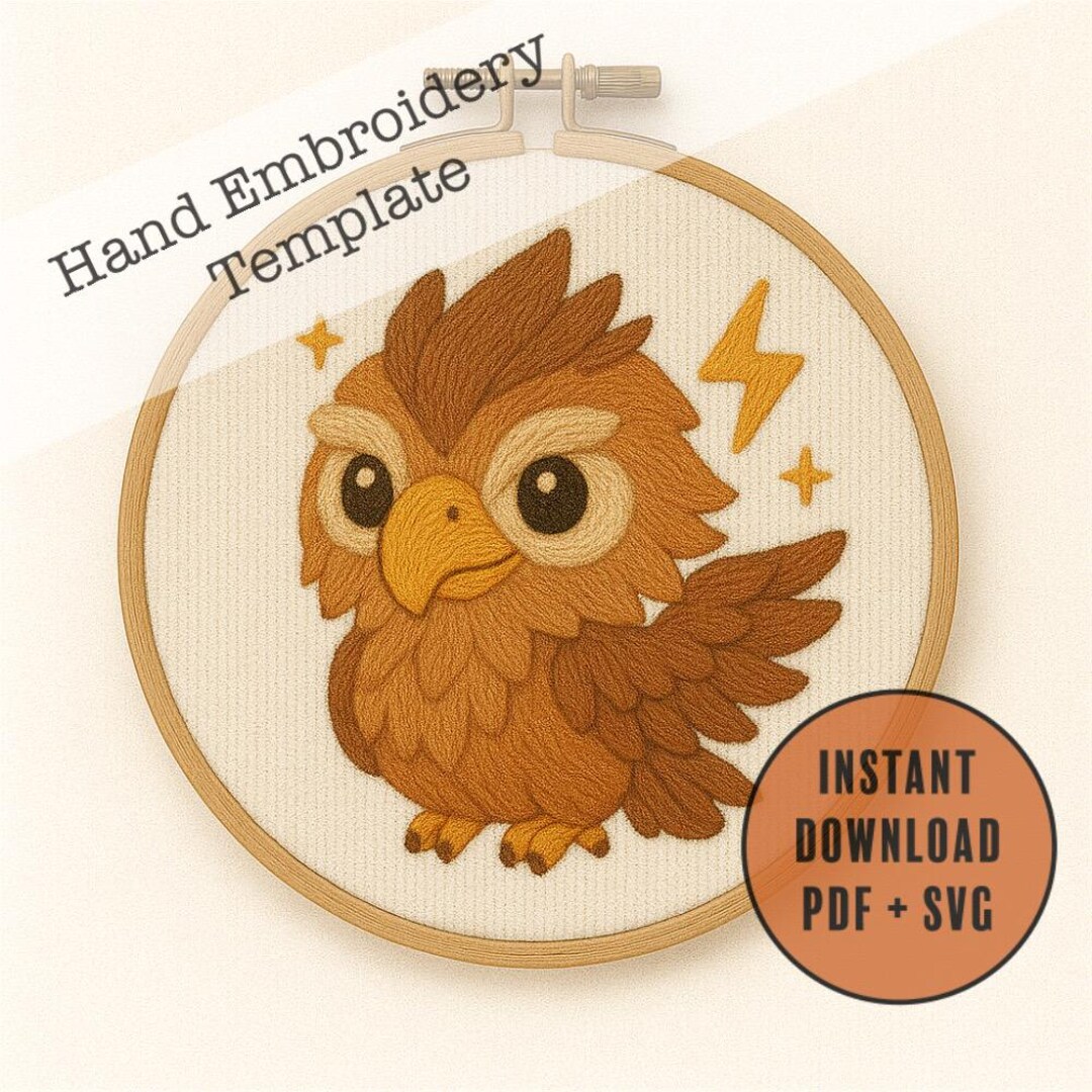 Cute Thunderbird Hand Embroidery Pattern | Mythical Bird Kids Room ...