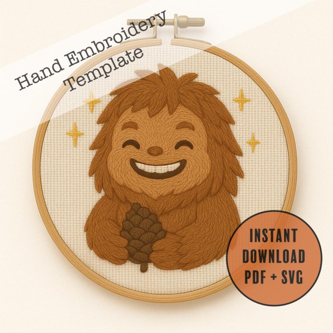 Baby Sasquatch Hand Embroidery Pattern | Bigfoot Nursery Decor (PDF ...