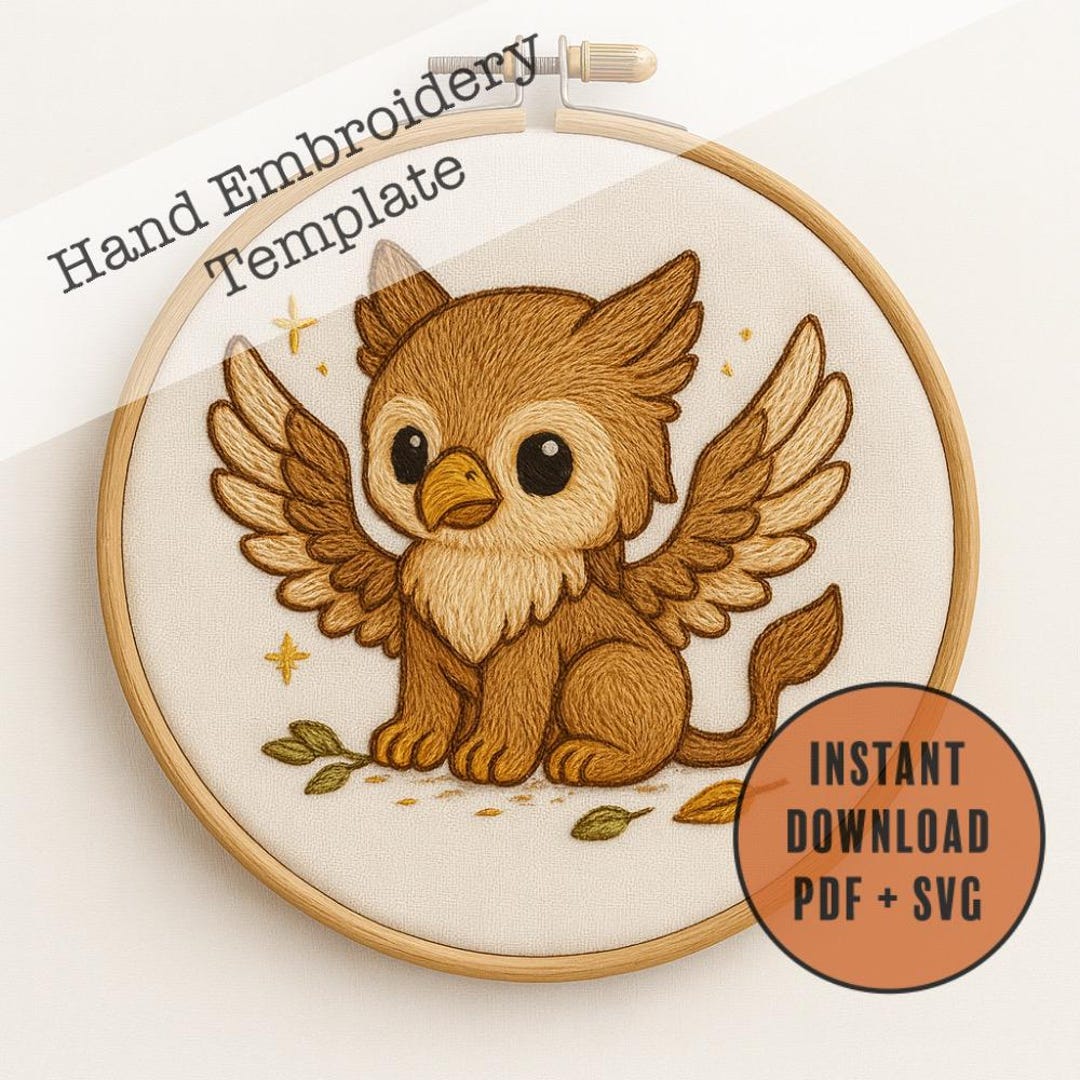 Griffin Hand Embroidery Pattern: Fantasy Mythical Creature (PDF & SVG ...