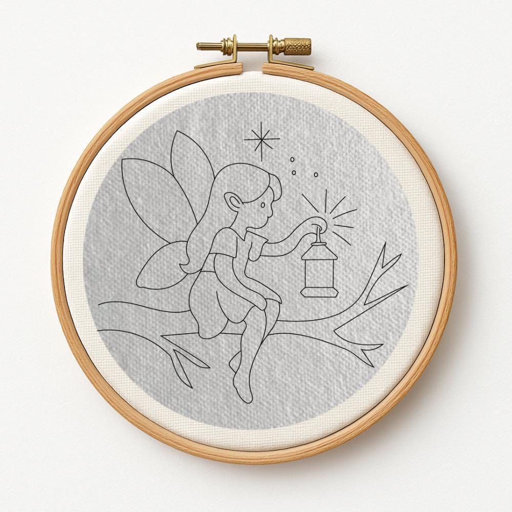 Fairy With Lantern on Branch Hand Embroidery Pattern | Stick and Stitch ...