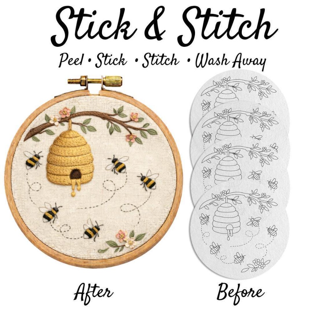 Beehive Hand Embroidery Transfer Pattern | Honey Bee Garden Stick and ...