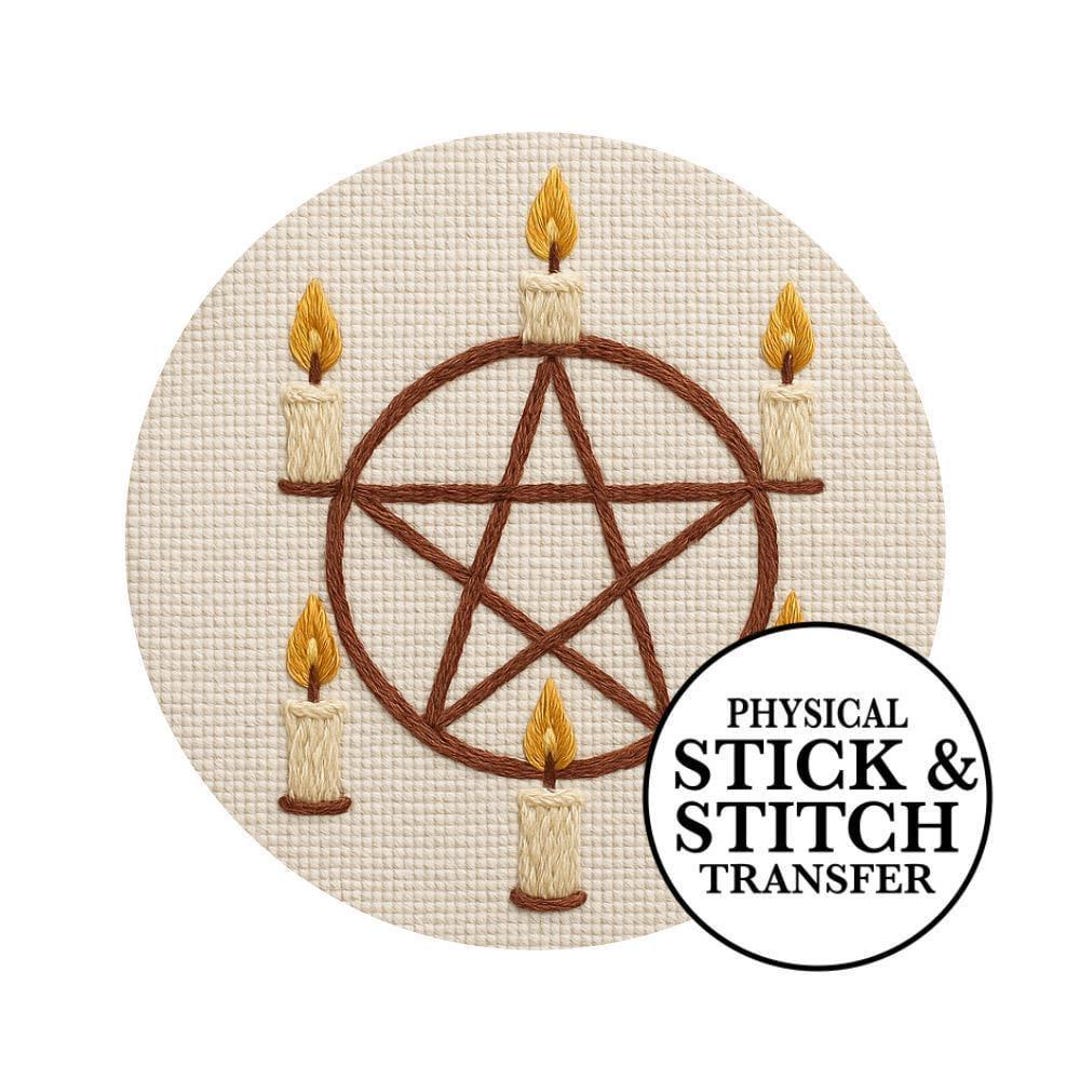 Pentagram and Candle Circle Embroidery | Mystical Stick & Stitch ...