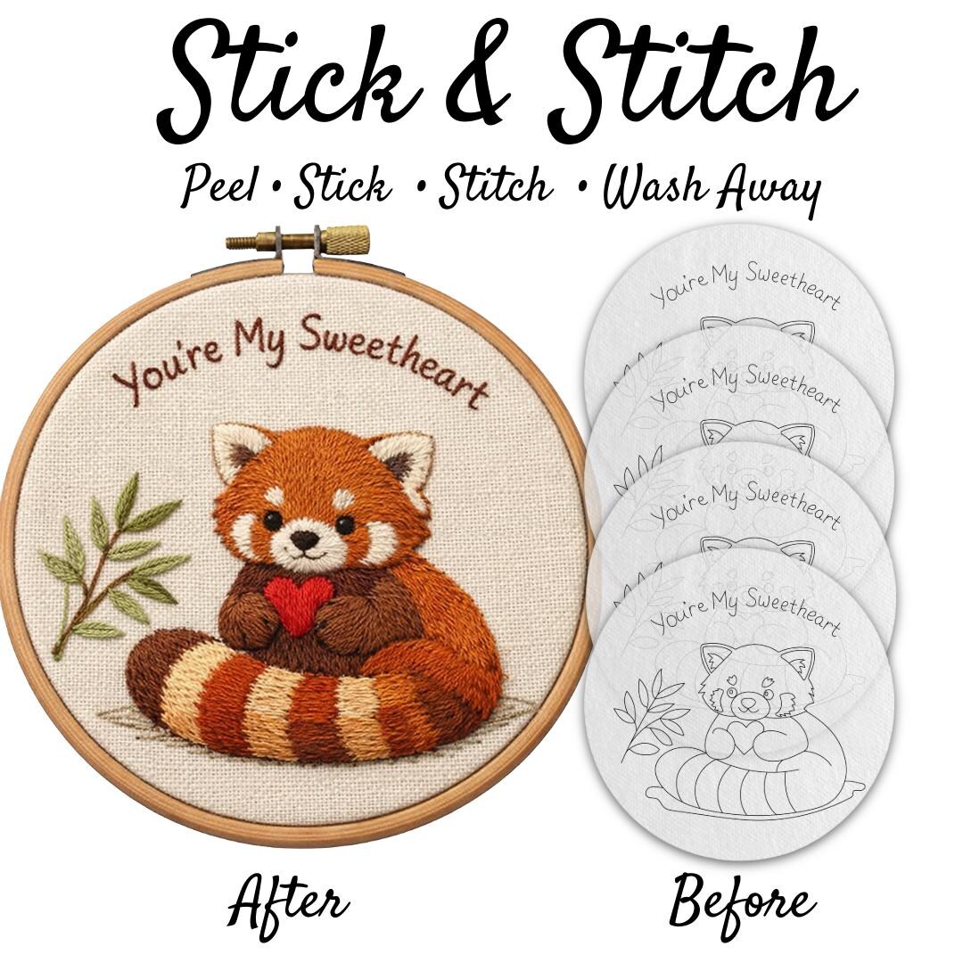 Red Panda Hand Embroidery Pattern | Cute Woodland Jungle Animal ...