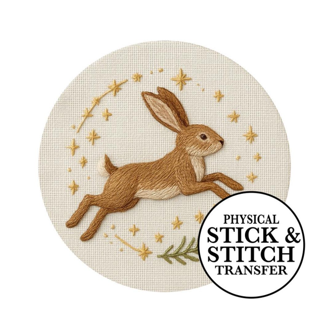 Celestial Hare Embroidery Pattern: Stick and Stitch Transfer - Etsy