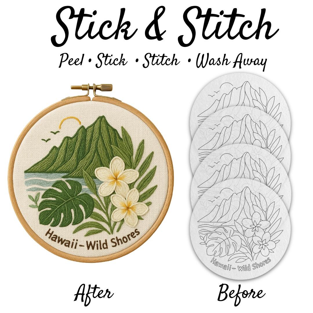 Hawaii Hand Embroidery Pattern | Maui Island Sunrise Floral Stick and ...