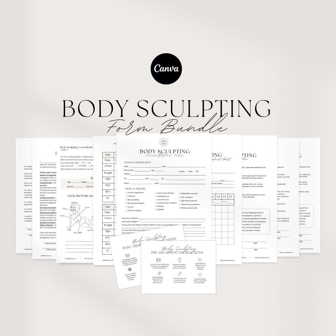 Body Sculpting Forms | Esthetician Forms | Body Contouring Forms | Body ...