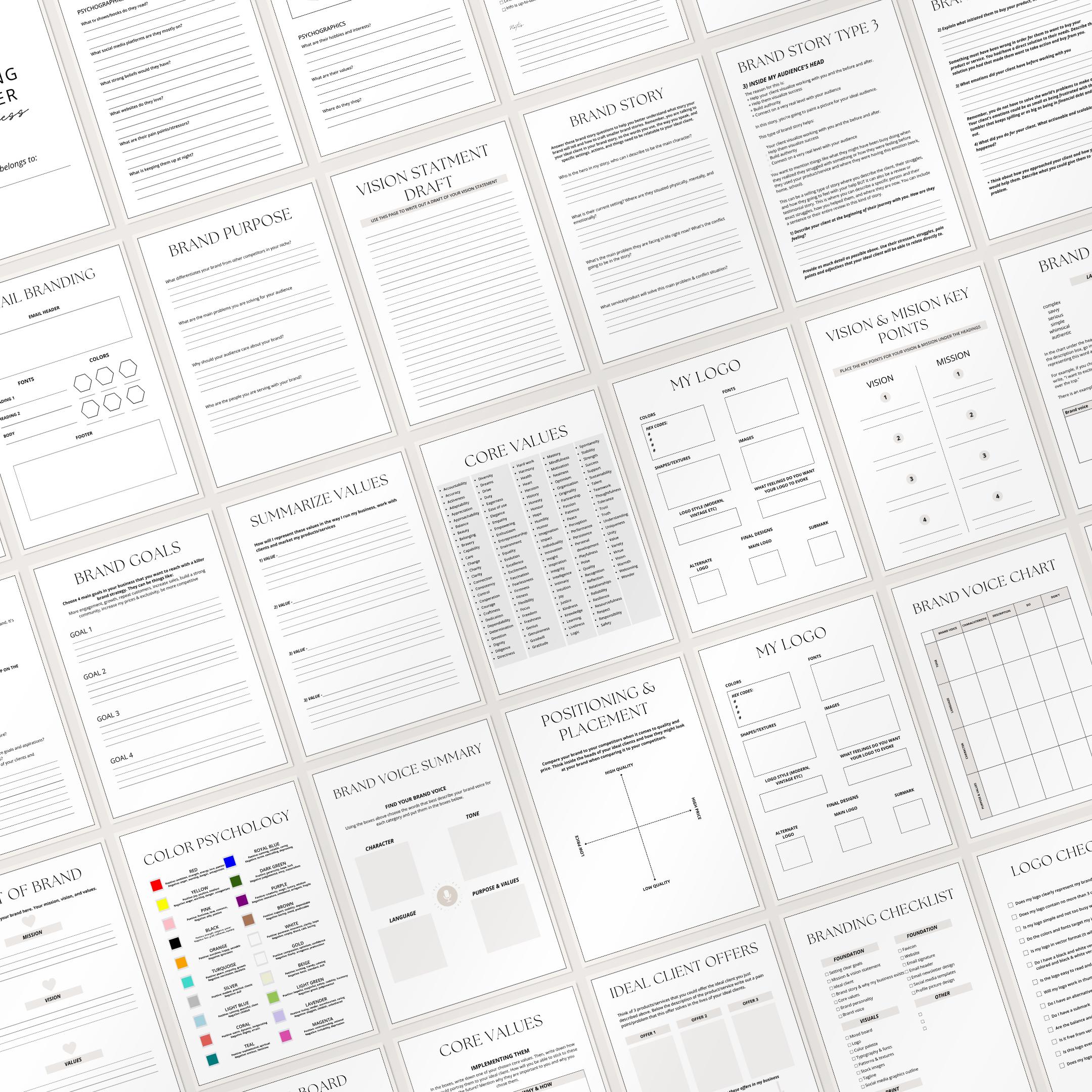 Branding Planner & Workbook Canva Template | Brand Strategy | Business ...