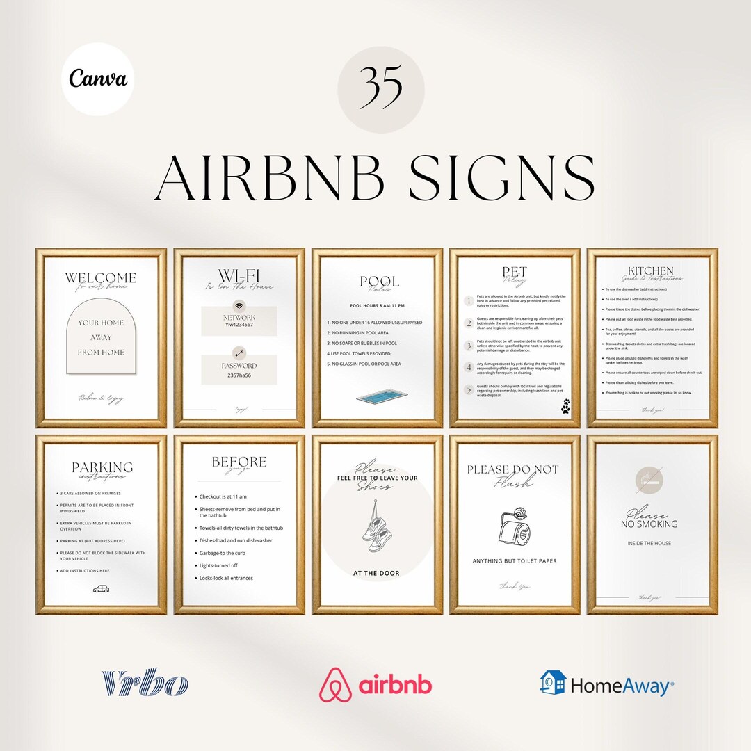 Airbnb Sign Bundle, Airbnb Template, Airbnb Welcome Sign, Airbnb Signs ...