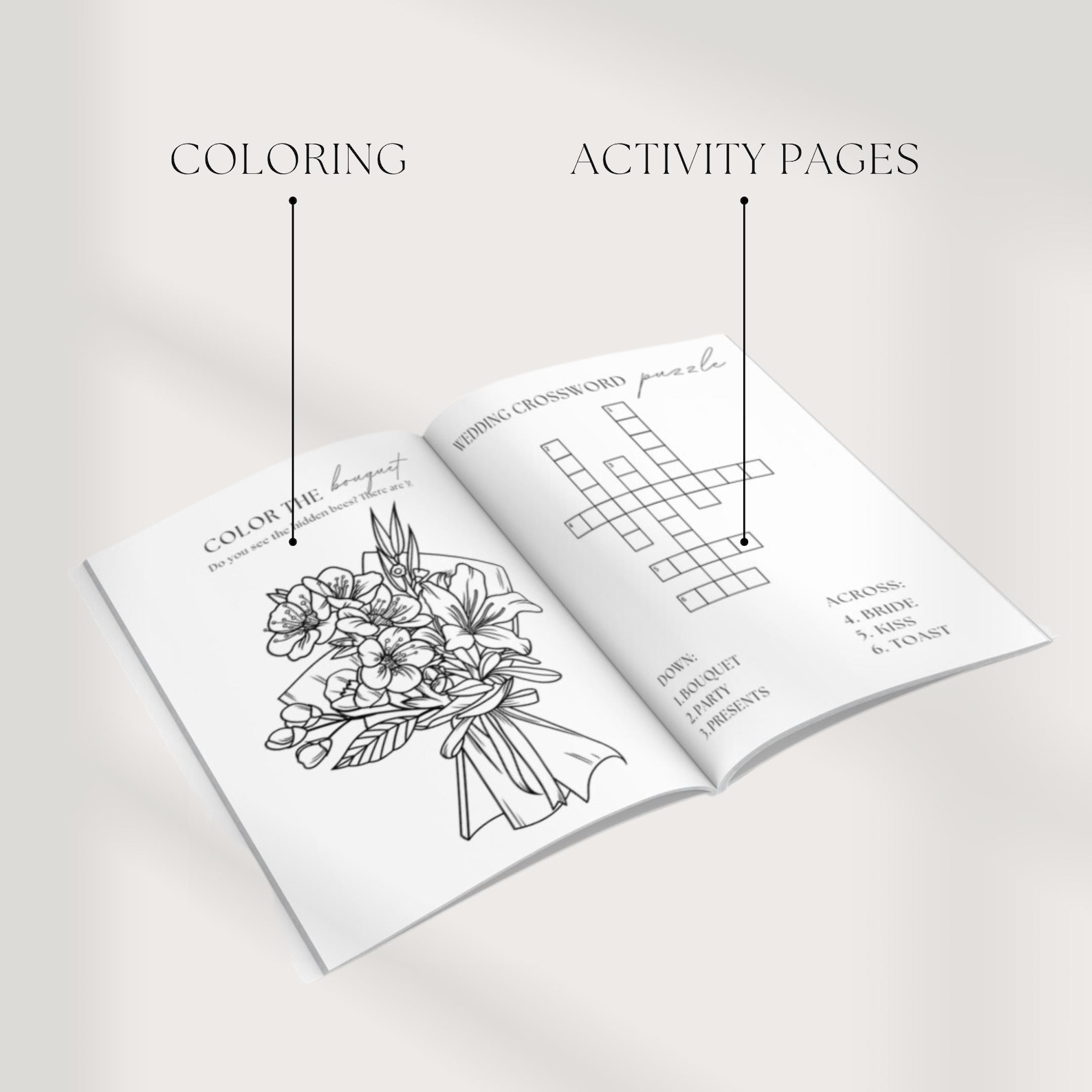 Wedding Coloring Book Template, Wedding Activity Book for Kids ...