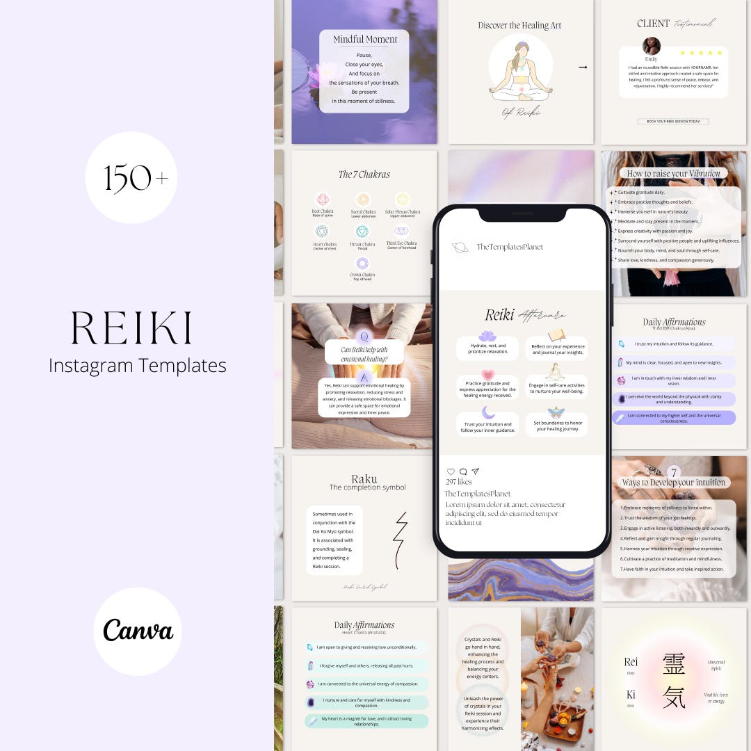 Reiki Instagram Templates, Reiki Social Media Posts, Reiki Business ...