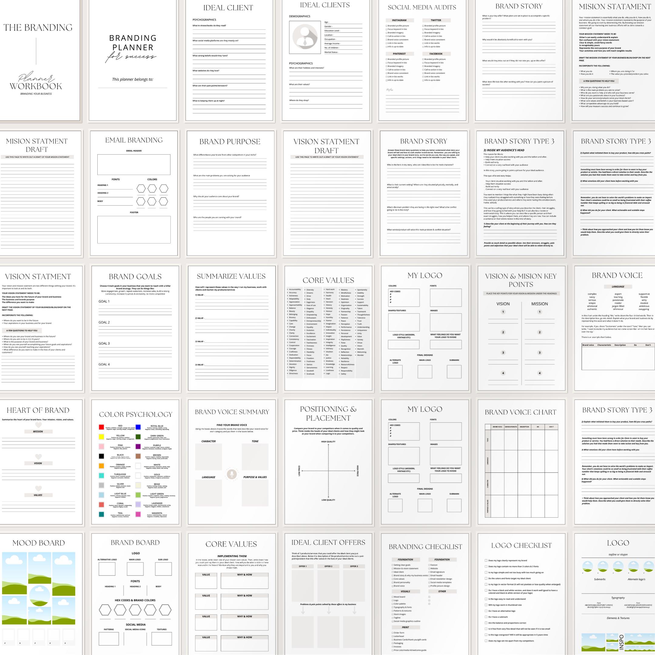 Branding Planner & Workbook Canva Template | Brand Strategy | Business ...