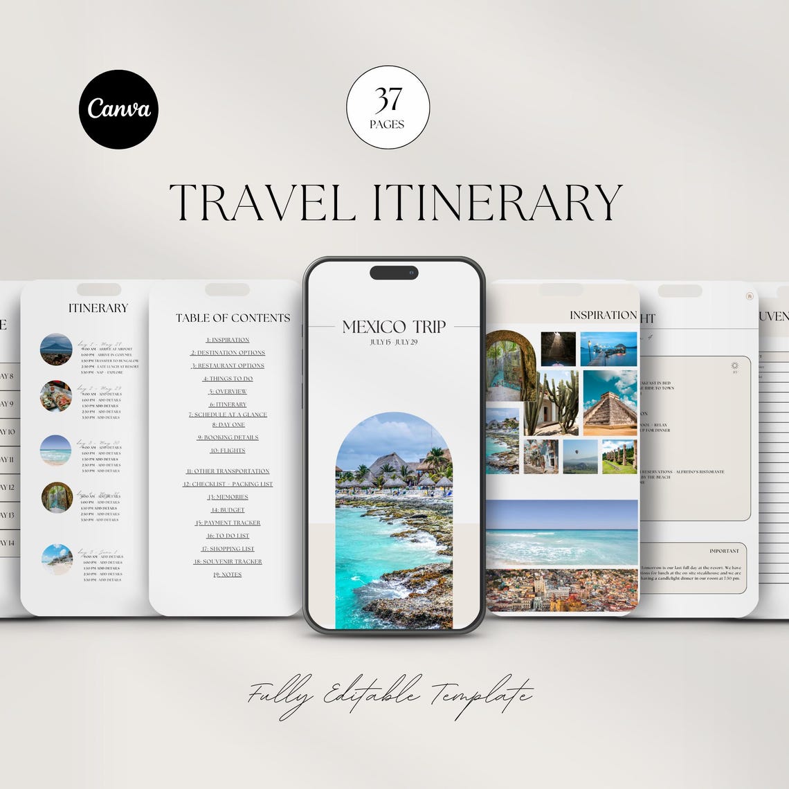 Travel Itinerary Template | Travel Planner | Travel Journal | Travel ...