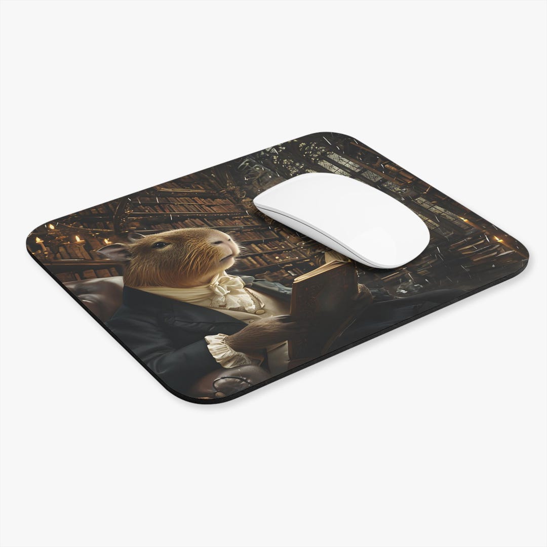 Serious Capybara Mouse Pad, Animal Desk Decor, Office Gift, Reading ...