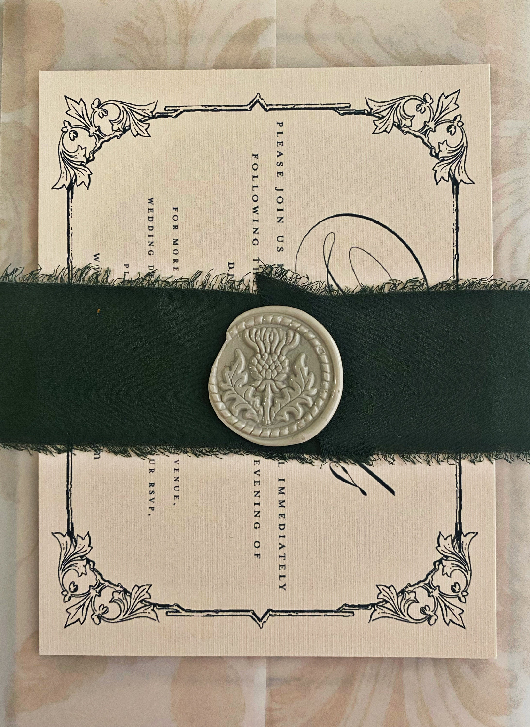 Victorian Christmas Wedding Invitation Suite Romantic Vellum Wrap Wax ...