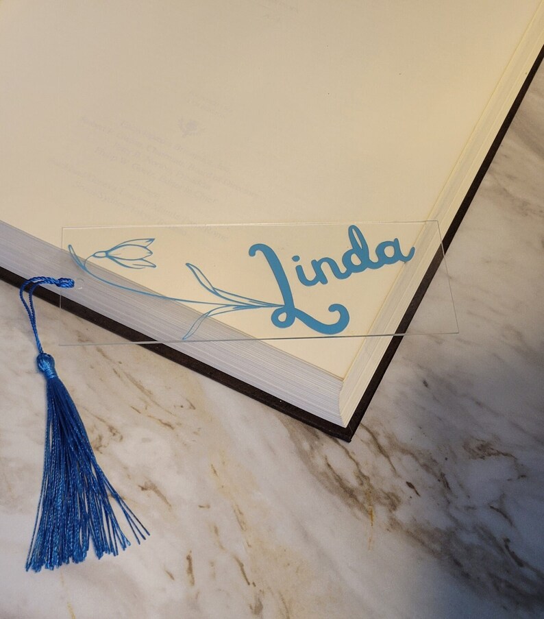 Custom Birth Flower Bookmark, Personalized Floral Bookmark, Acrylic ...