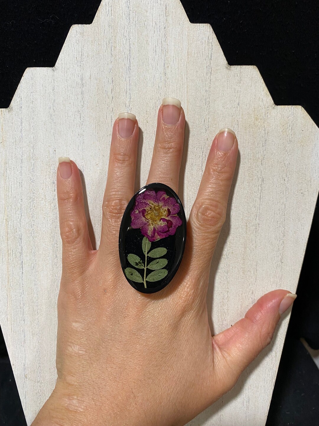 Pressed Red Rose Statement Ring - Etsy
