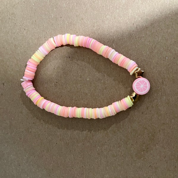 Pink Lemonade Clay Bead Bracelet - Etsy