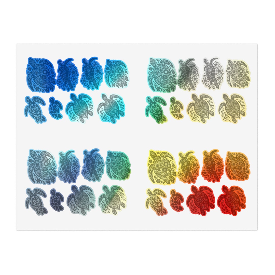 Sea Turtle Stickers Sheet, Marine Life Stickers, Holographic Sea ...