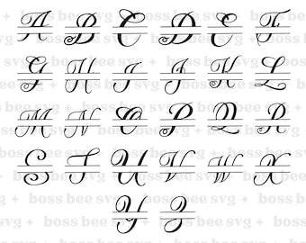 Split Monogram Alphabet SVG, DXF, PNG, Split Monogram Frame Alphabet ...