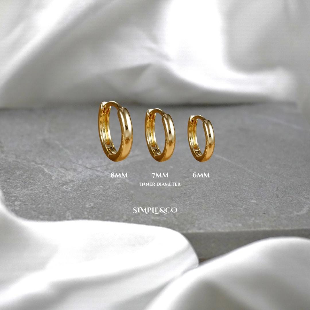 Tiny, Mini Simple Huggie Hoops • Single Hoop Earrings • 18K Gold Dainty ...