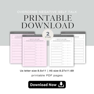 Negative Self-talk Therapy Worksheets - Etsy