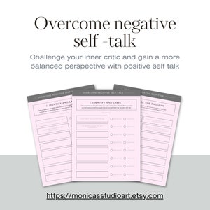 Negative Self-talk Therapy Worksheets - Etsy