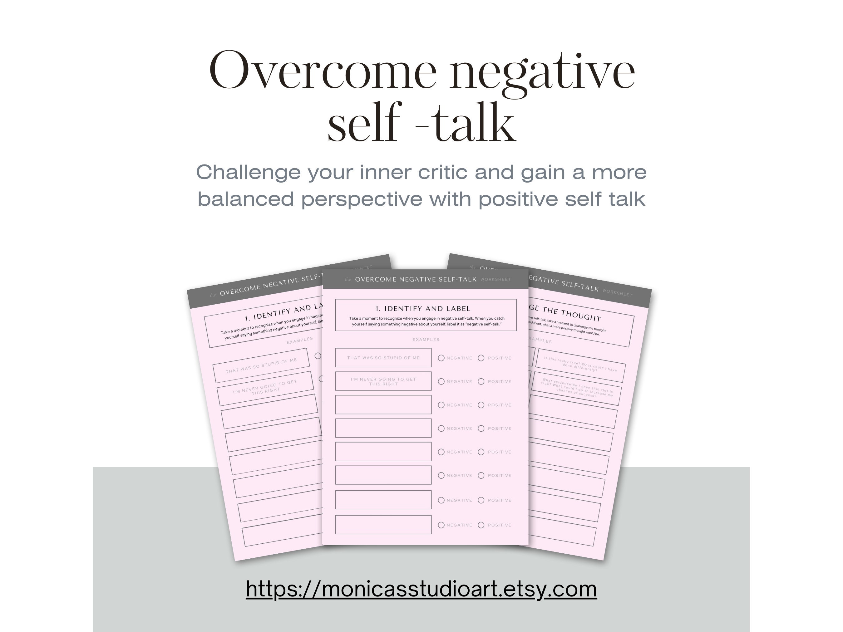Negative Self-talk Therapy Worksheets - Etsy
