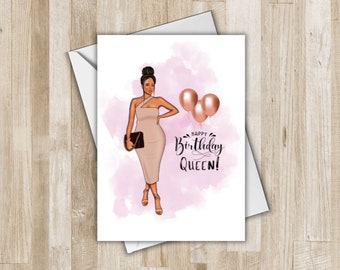 Black Queen Birthday, Classy Black Girl Bday Cards, Melanin Birthday ...