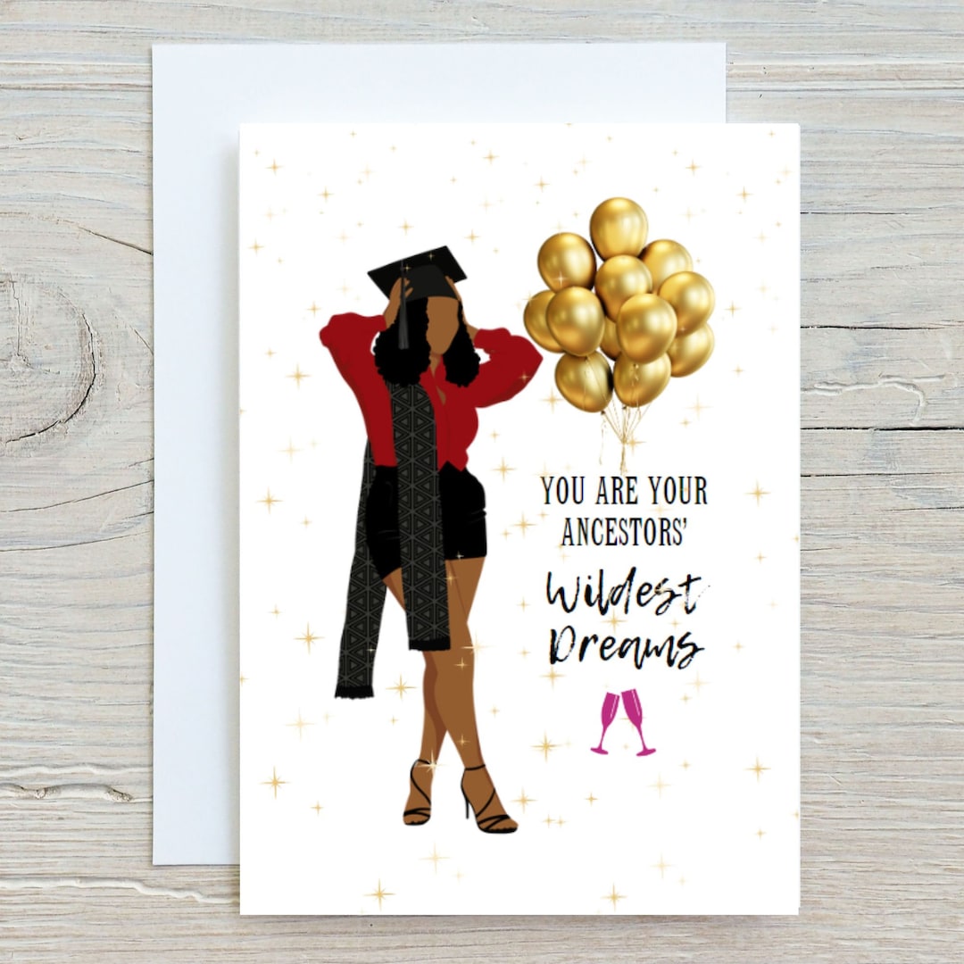 Graduation Folded Card, Black Graduate, Black Girl, Woman, African ...