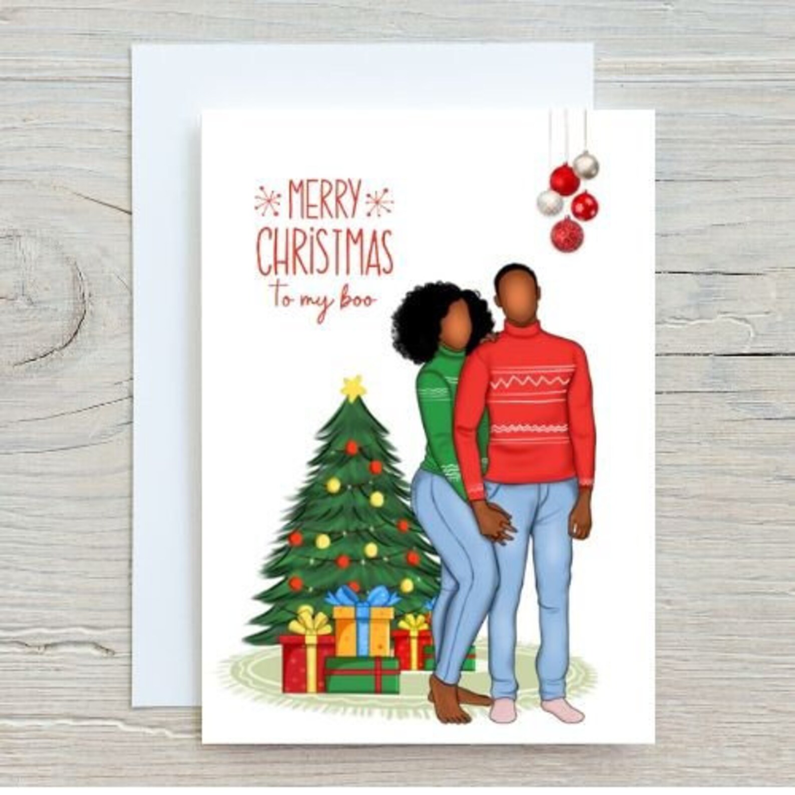 Black Christmas Couple Card, African American Christmas Greeting Card ...