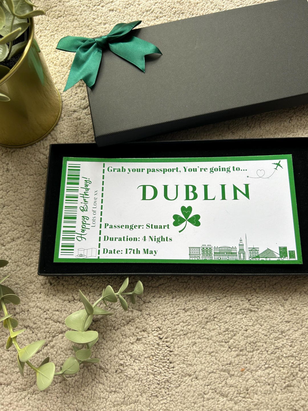 Dublin Surprise Trip, Fake Boarding Pass, Flight Ticket, Personalised ...