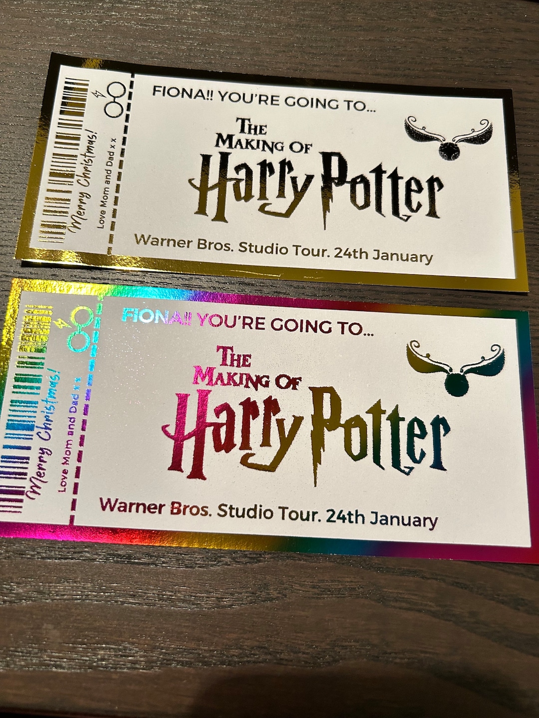 Harry Potter Studio Tour, Personalised Luxury Foil Keepsake Voucher ...