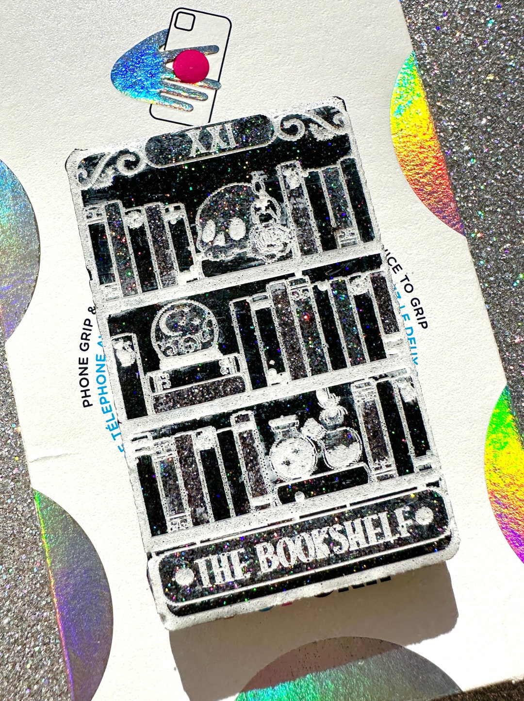 Bookshelf Tarot Card Grip for Kindle or Phone Glitter Resin Cute ...
