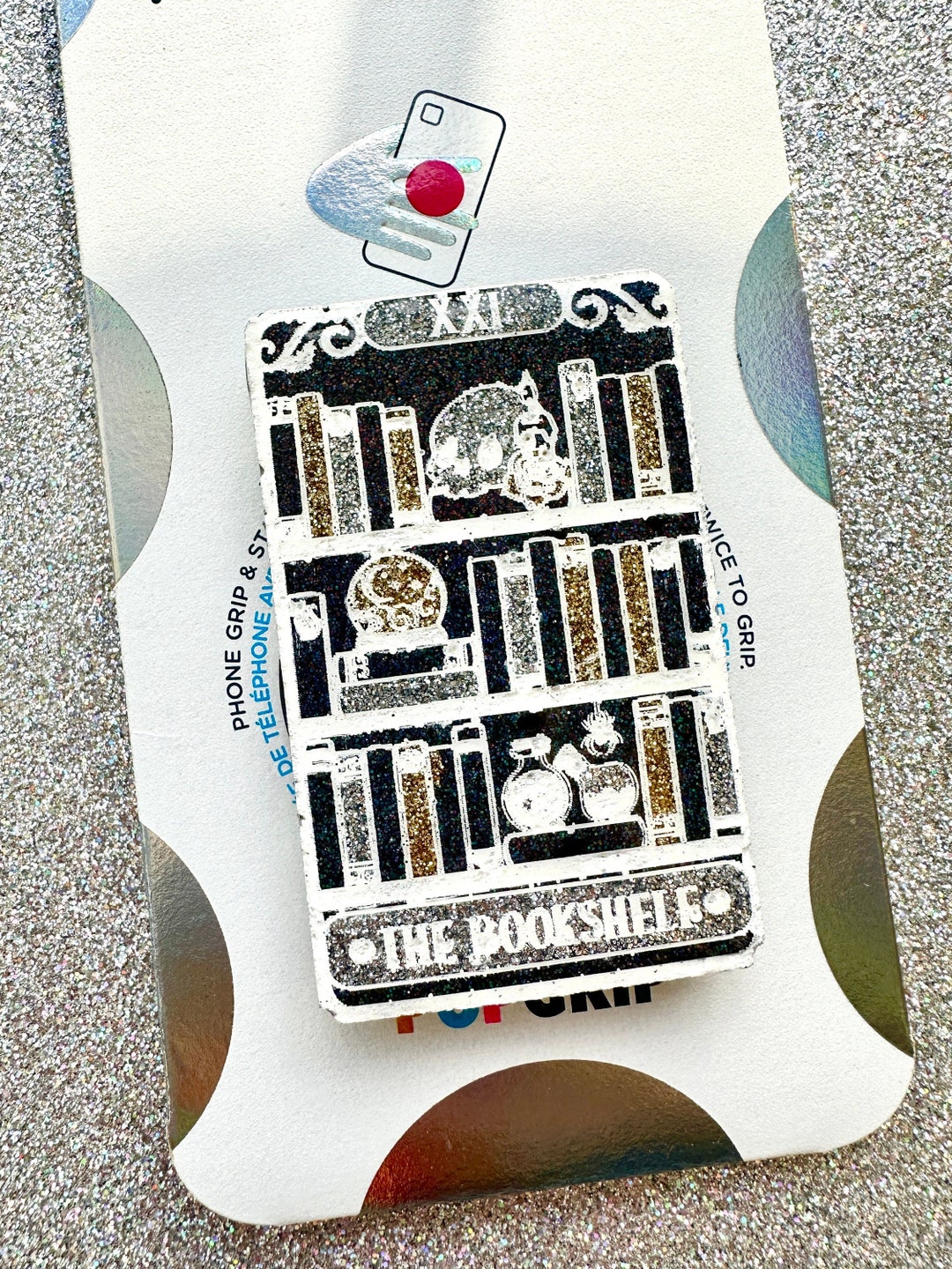 Bookshelf Tarot Card Grip for Kindle or Phone Glitter Resin Cute ...