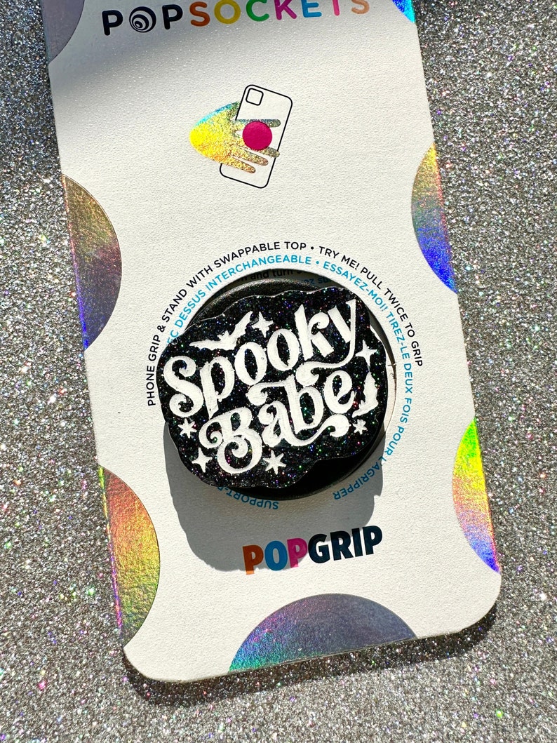 Spooky Babe Grip for Phone Badgereel or Kindle Glitter Resin Cute ...