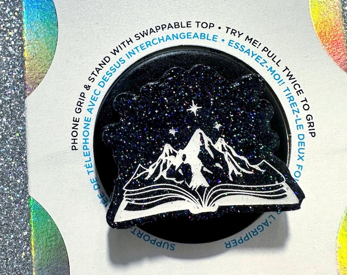 Book W/ Mountains Grip for Kindle or Phone Glitter Star Sky Resin Cute ...